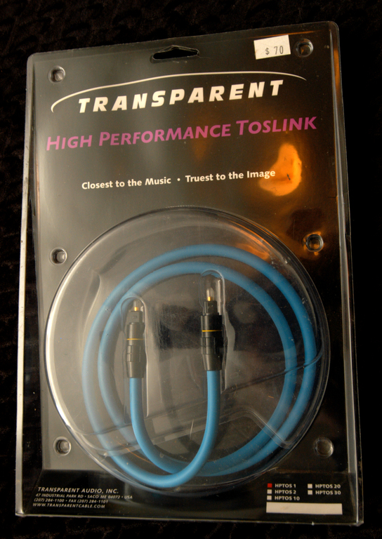 Transparent High Performance Toslink cable For Sale - US Audio Mart