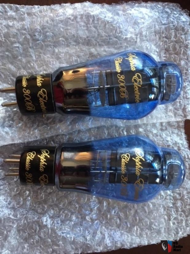 Sophia Electric Grade A Blue Glass Classic 300B Matched Pair For Sale ...