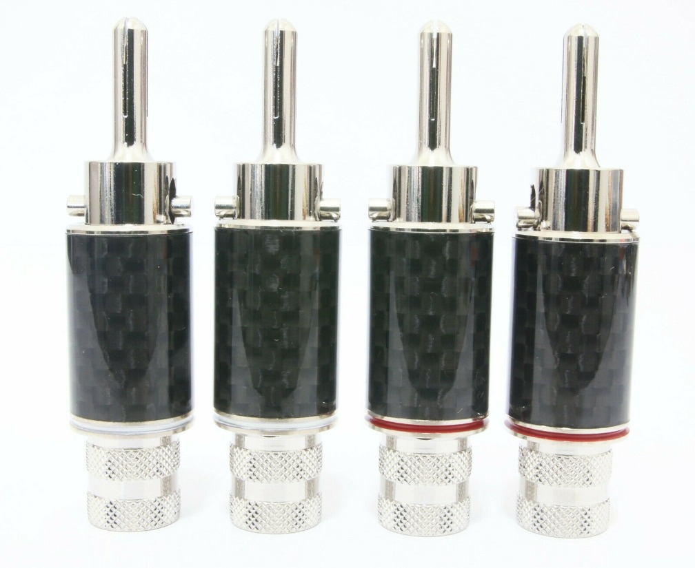 Rhodium plated carbon fiber spade and banana binding posts (2 sets of 4 ...