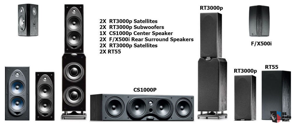 Polk Audio RT5000 Bundle system Plus RT3000p satellites speakers, RT55 ...