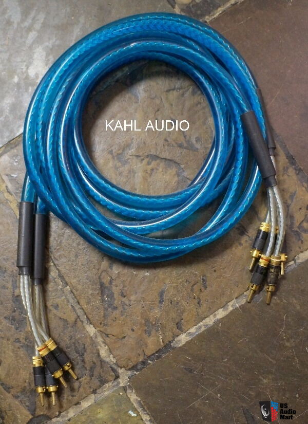 Renaissance Audio Blue Standard speaker cables, 8ft pair w/WBT plugs ...