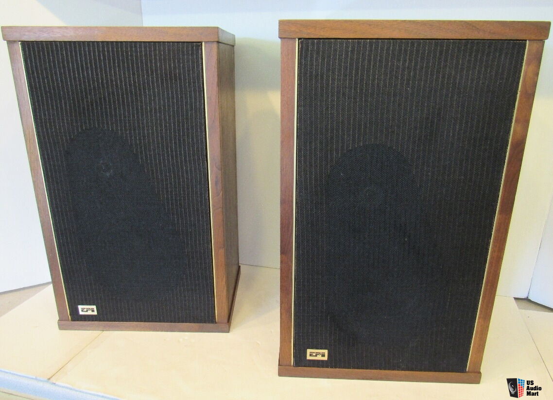 EPI Epicure M150 Walnut 2 way - 8" Speakers with Brass Inlays Restored ...