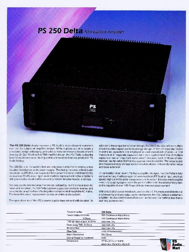 PS Audio Delta 250 Mono Block Sequentially-Numbered Amps MINT Condition ...