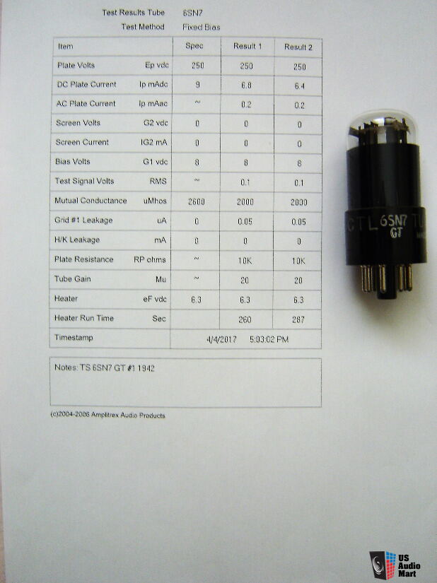 Tung-Sol CTL 6SN7 GT Black Glass, Round Plate, Oval Mica Tubes Photo ...