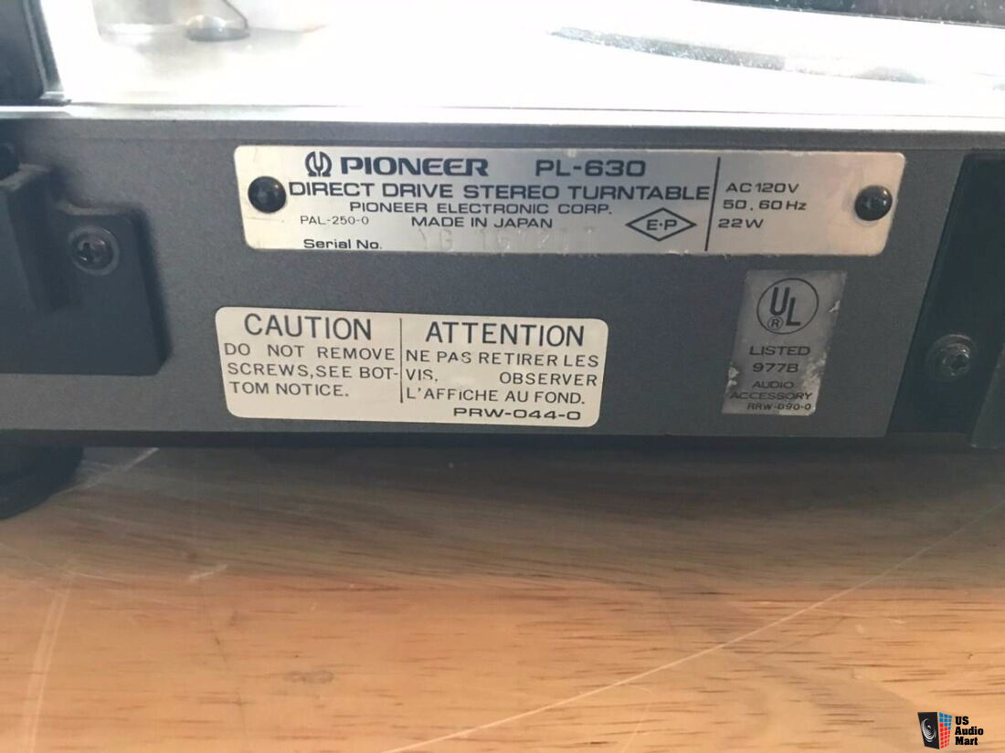 Pioneer PL-630 Full auto, Direct Drive Turntable - w/ Sumiko Cart Photo ...