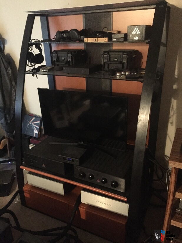 Bello Large Entertainment Stand Wood with Black Metal & Glass ~ South ...