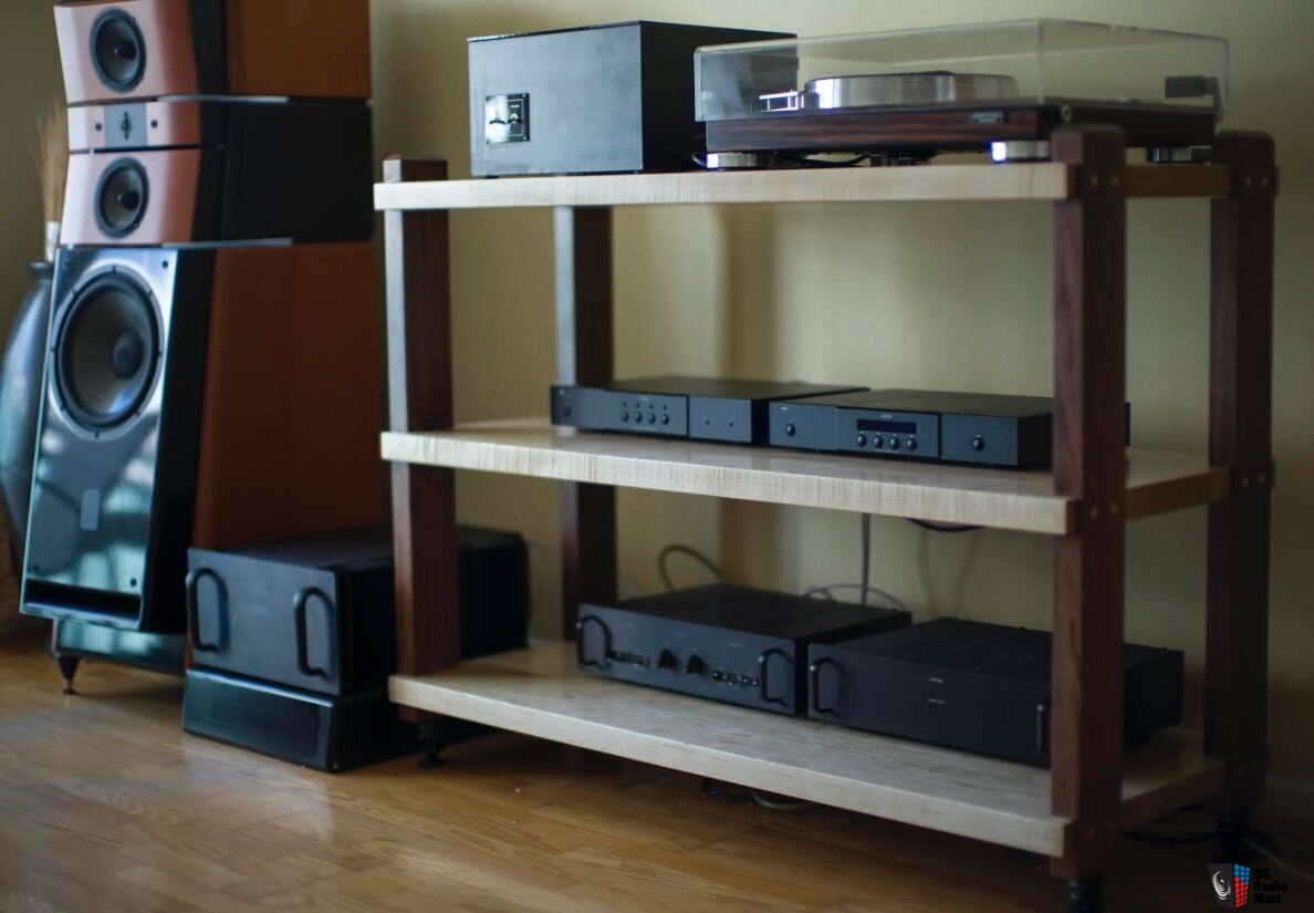 Custom 3 Shelf walnut and maple audio stands Photo #1748008 - US Audio Mart