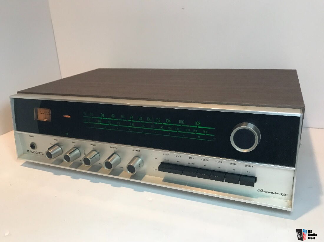 1971 Scott Stereomaster 636 silver face wood cabinet 25 watt stereo ...