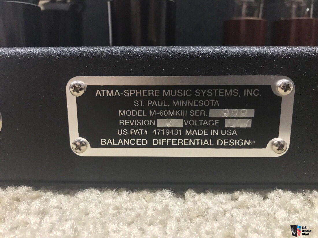 Atma-sphere M-60 Mk. 3.3 Monoblock OTL Tube Amplifier Pair V-Caps ...