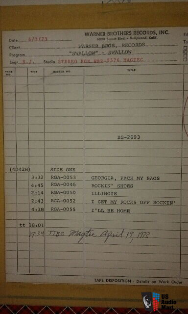 25 reel to reel studio master tapes - 15 ips, half track, quartet inch ...