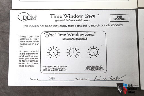 DCM Time Window Seven Matched L&R Pair (Rare) Photo #2013461 - US Audio ...