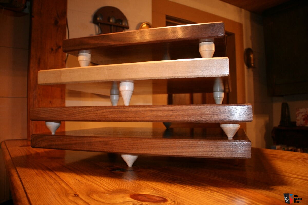 Custom 3 shelf walnut and maple audio stand Photo #2062510 - US Audio Mart