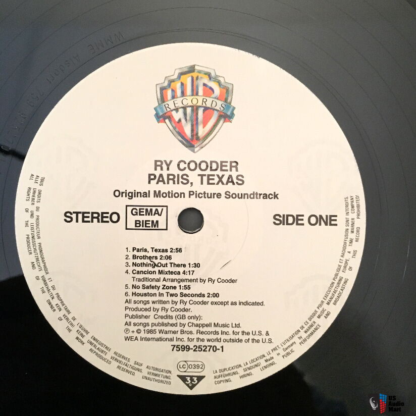 Ry Cooder "Paris Texas" Soundtrack (1997) WEA Germany 180g BG Mastering ...