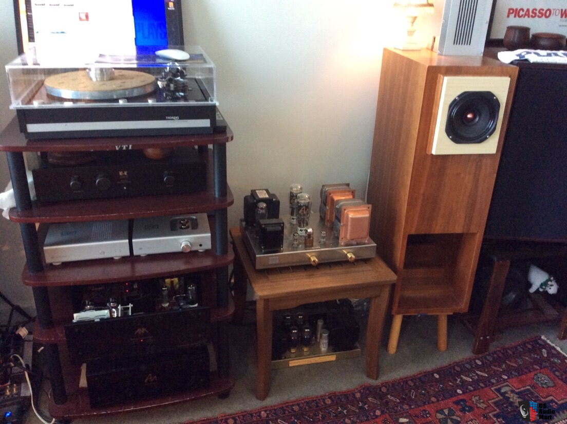 6.5" alnico driver full range in custom cabinets. Beautiful back loaded ...
