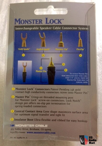 Monster Cable Monster Lock Angled Spades NEW Photo #2350826 - US Audio Mart