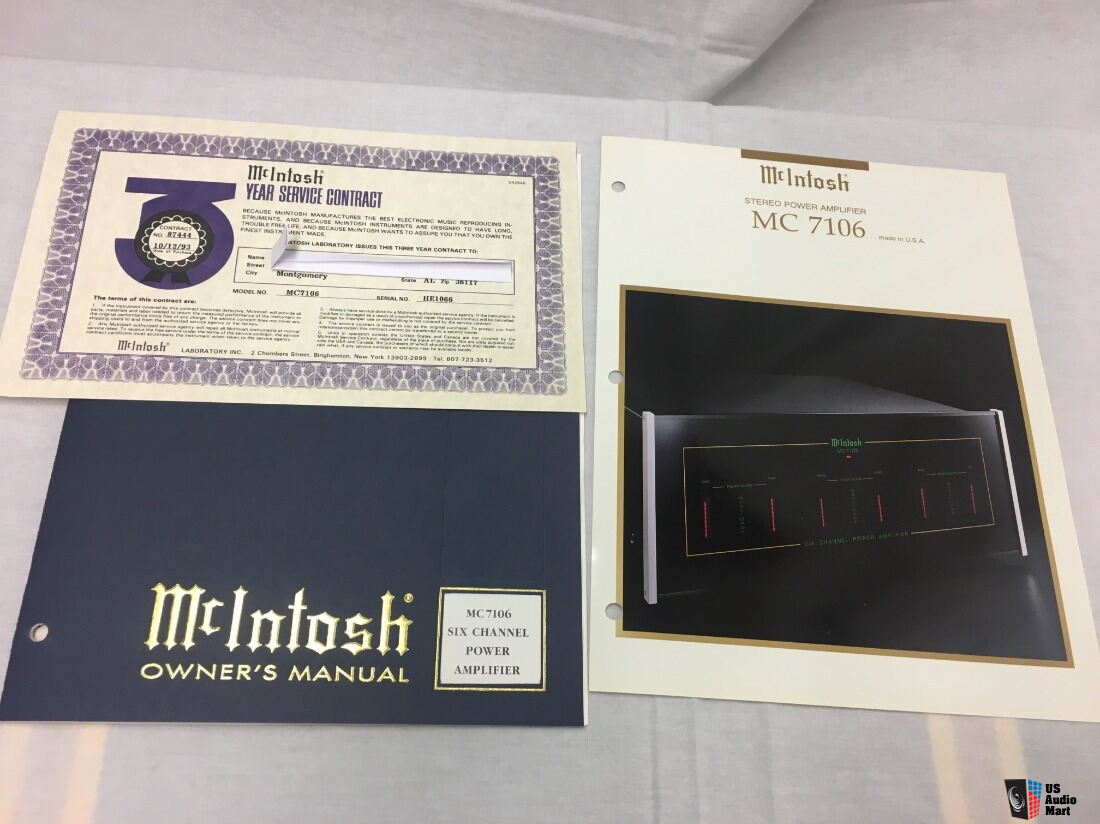 McIntosh MC7106 Six Channel Power Amplifier 100 Watts Per Channel ...