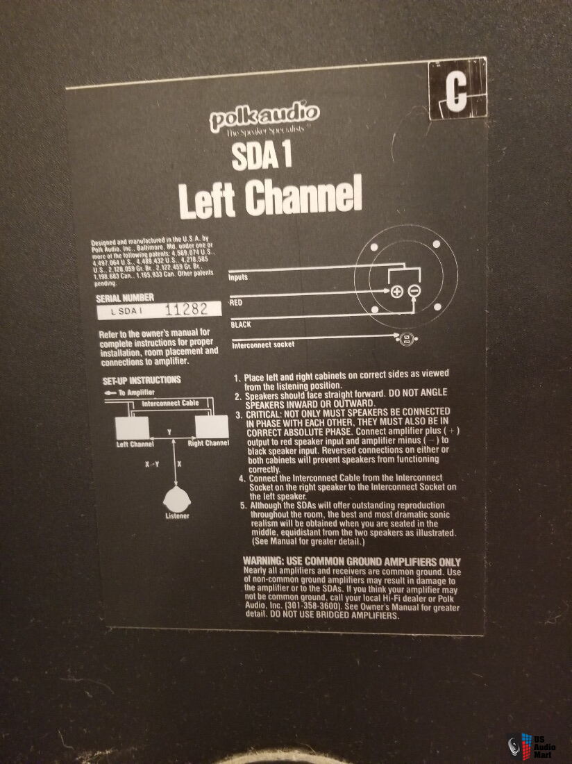 POLK Audio sda 1c speakers Photo #2506979 - US Audio Mart