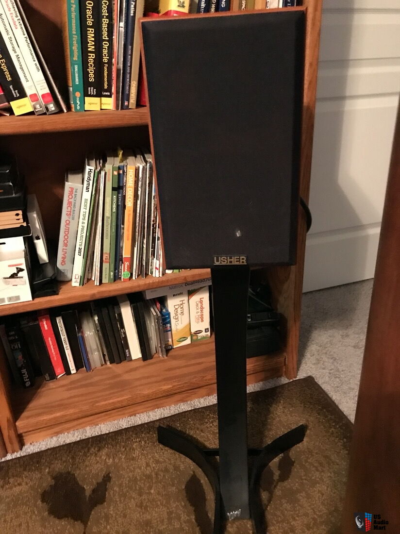 Usher S520 speakers in Cherry finish with metal stands Photo #2555844 ...