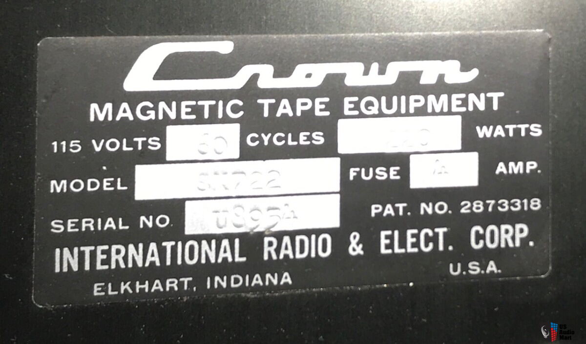 Crown SX-722 Reel to Reel - 7.5/ 3.75 ips - 1/2 track Photo #2567465 ...