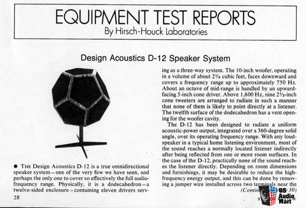 Very rare Design acoustics D12 speakers Photo #2706183 - US Audio Mart