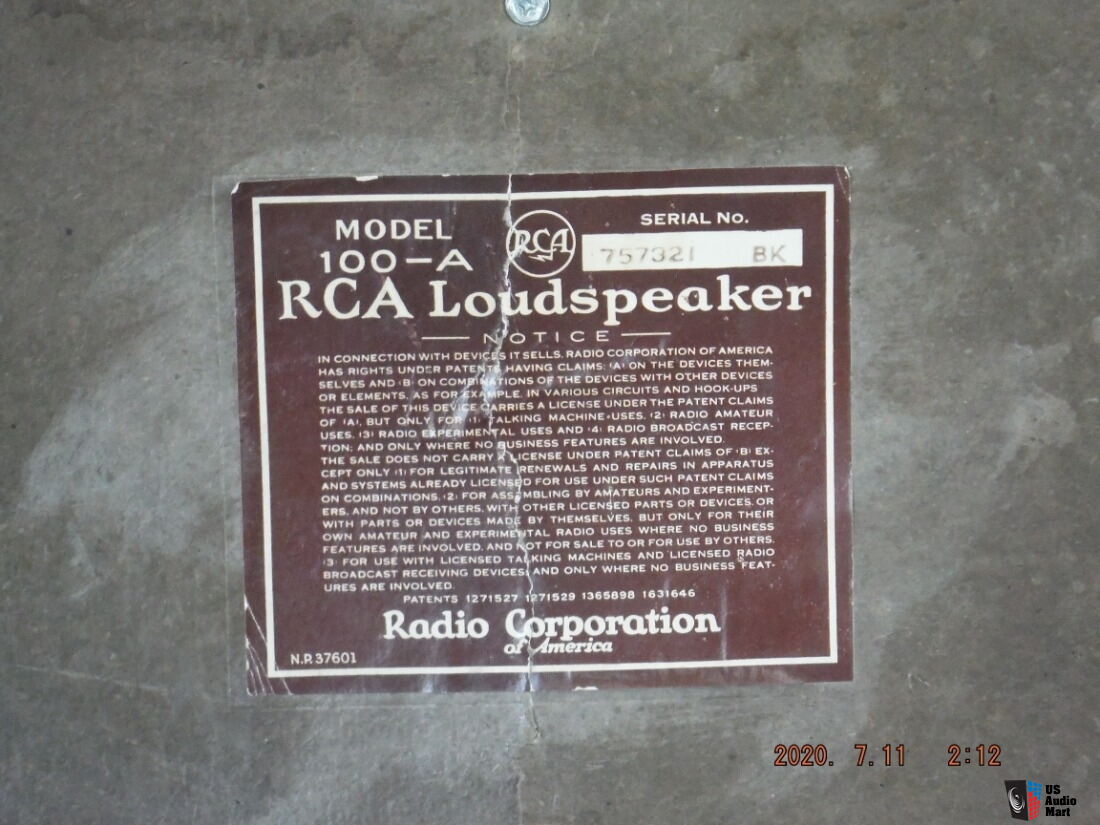 RCA of America - RCA Model 100 Vintage Loudspeaker (1928) in minty ...
