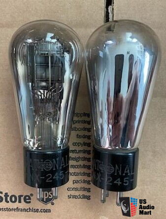 Engraved base National Union NX-245 tubes PAIR Globe 45 tubes For Sale ...