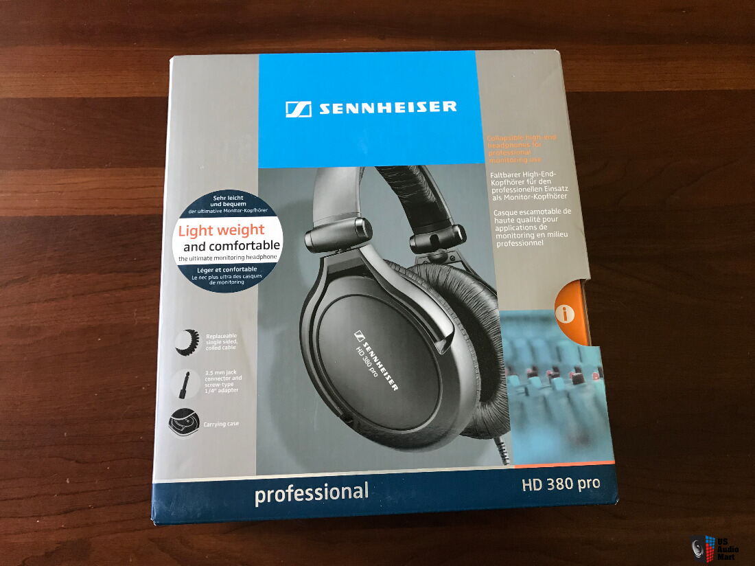 Sennheiser HD 380 Pro closed-back headphones in box with case and ...