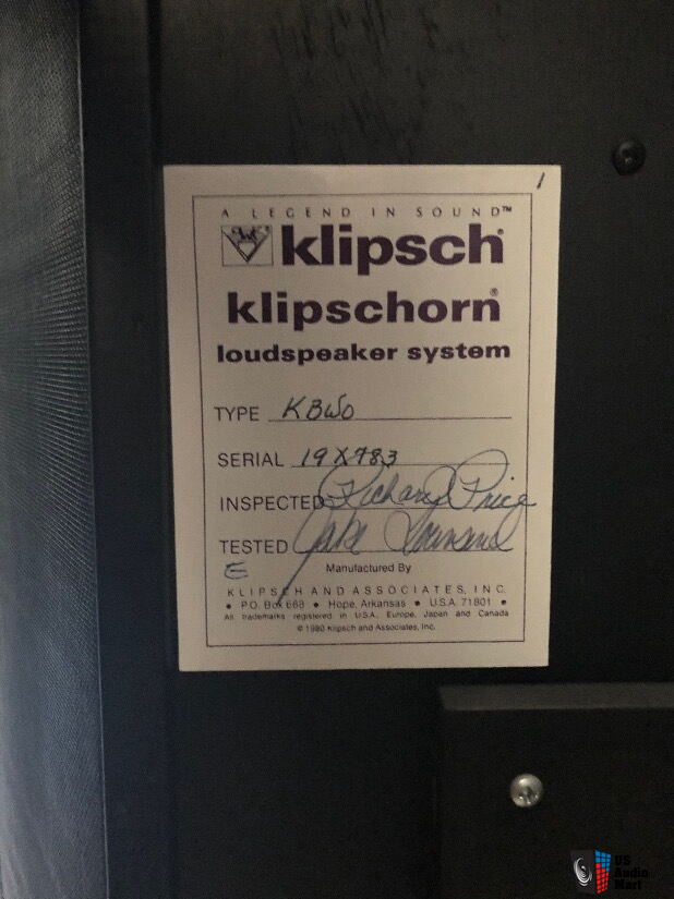 SOLD) Klipschorn Speakers 1982 Consecutive Serial Numbers (SOLD) Photo ...