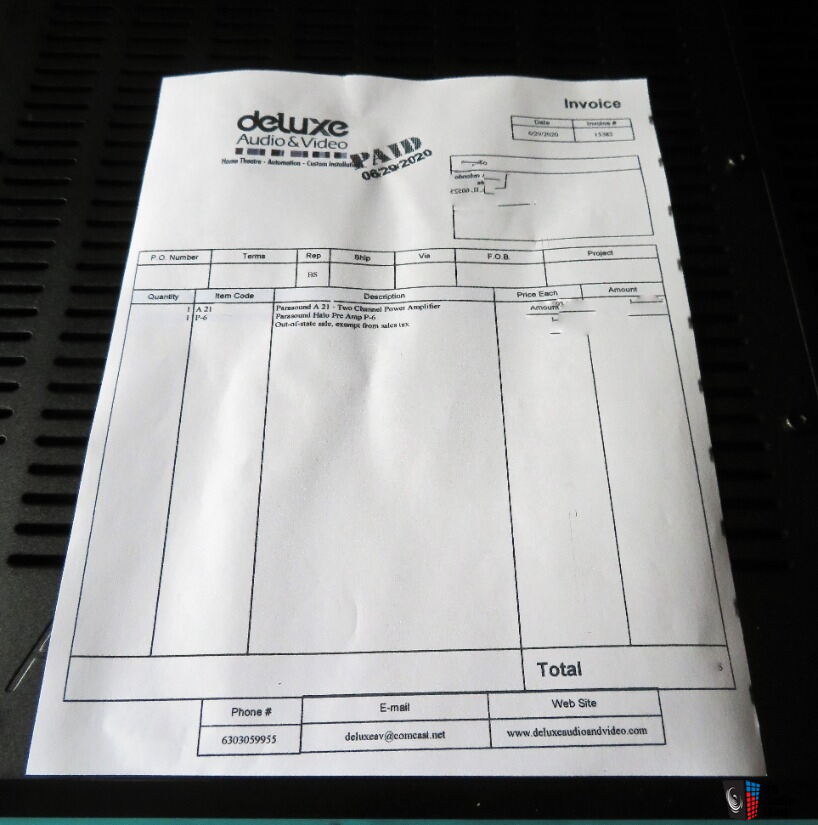 Parasound HALO A21 Stereo Amplifier. Black. 6 Months Old. Sales Receipt ...