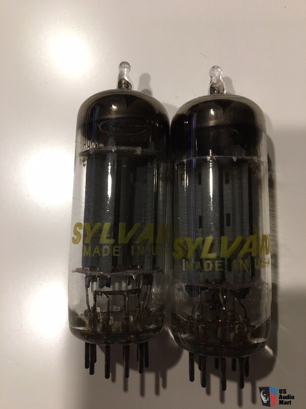 PAIR Vintage Vacuum Tubes Sylvania 12BH7 black plates Photo #3061834 ...