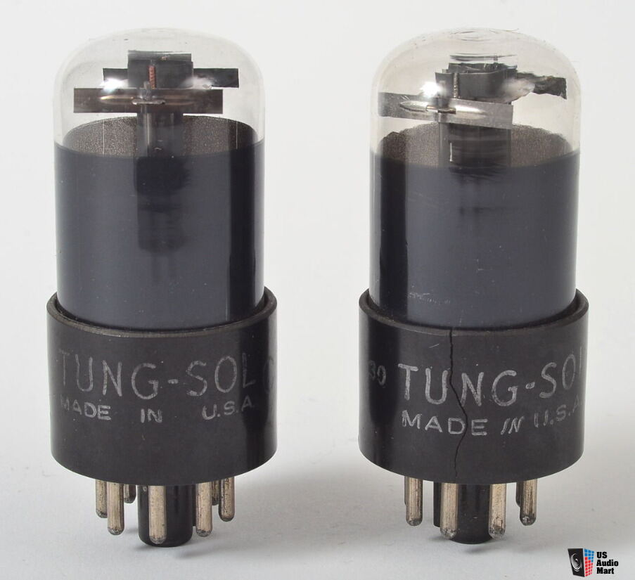 Matched Pair of Tung-Sol 6SN7 tubes - Round Plates - Black Glass For ...