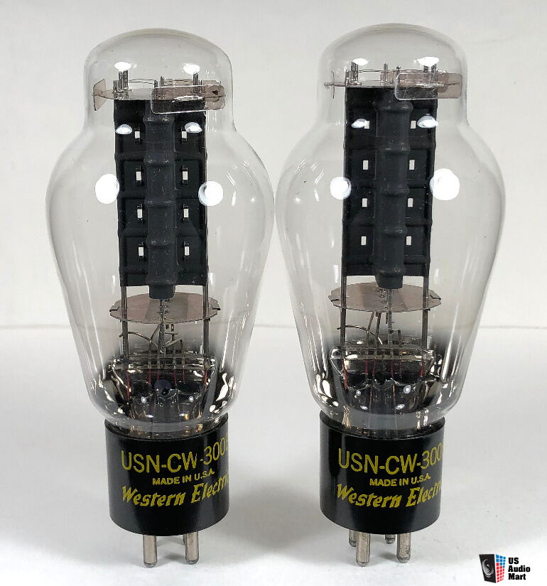2 NOS 1952 Western Electric USN-CW-300B tubes Amplitrex tested strong ...