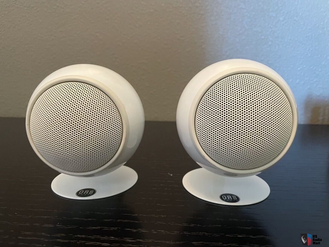 Orb Audio Speakers (1 pair) White with Stands Excellent. ~~ SOLD For ...