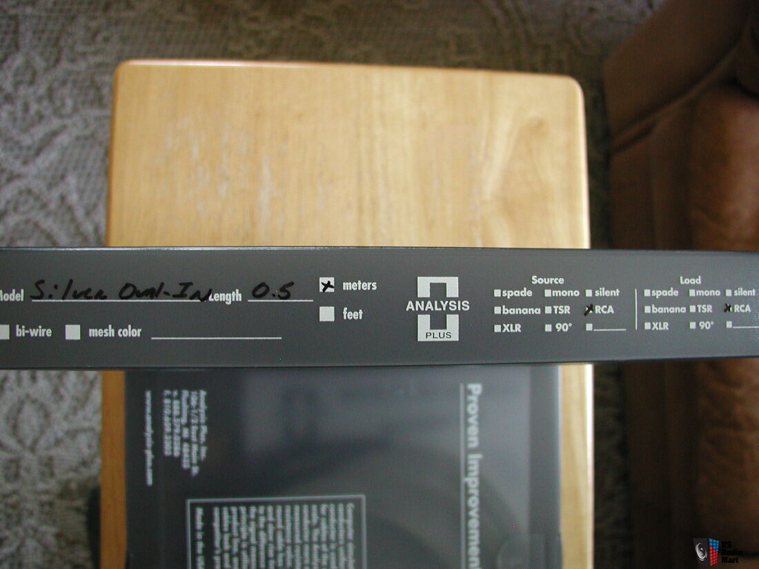 Analysis Plus Silver Oval - In (interconnects) .5m For Sale - US Audio Mart