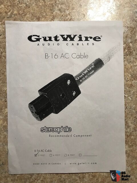 Gutwire B-16 5 Foot Power cable for sale - excellent condition For Sale ...