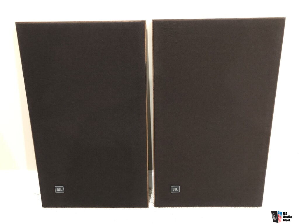 JBL L100 walnut grills with brown framed fabric inserts, and original ...