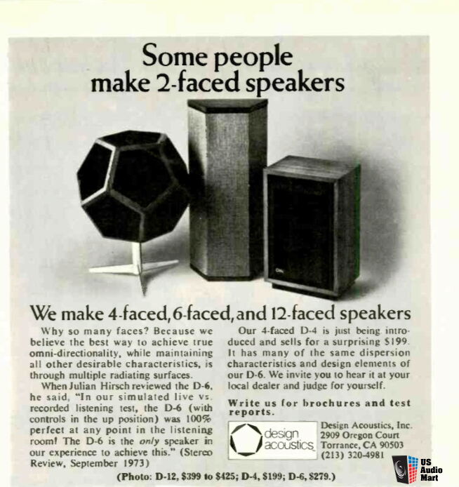 DESIGN ACOUSTICS D-12 Dodecahedron Omni-directional Loudspeakers ...