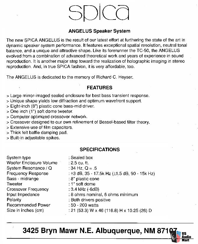 Spica Angelus Floorstanding Speakers Photo #3763344 - UK Audio Mart