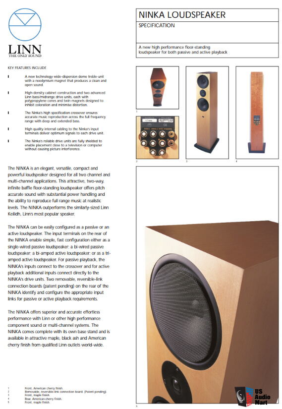 Linn Ninka Loudspeakers + RARE Ninka Upgrade Polymer Kustone Stands ...