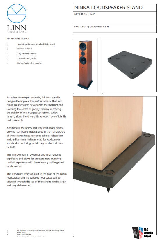 Linn Ninka Loudspeakers + RARE Ninka Upgrade Polymer Kustone Stands ...