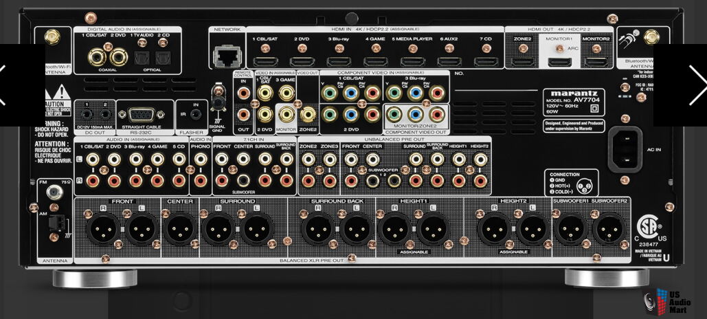 Marantz AV7704 11.2 Channel Dolby Atmos DTSX Preamplifier/Processor ...