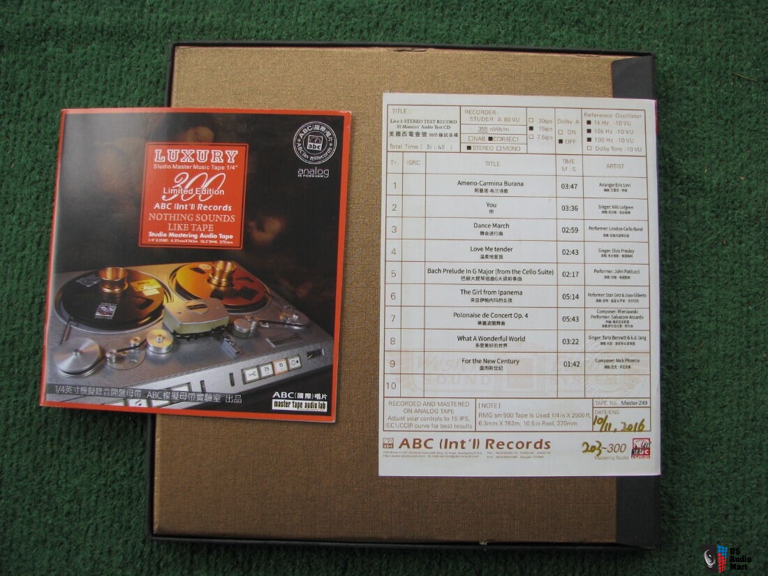 Stereo Test Record 2 trach 15 ips. Studio Master tape. 1/4 inch Photo ...