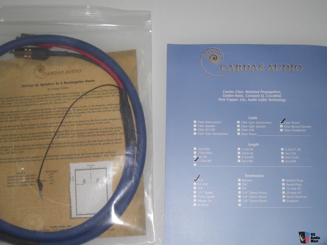 Cardas Audio Clear PC Phono Tonearm Cable *1.25 Meters* RCA/RCA Photo ...