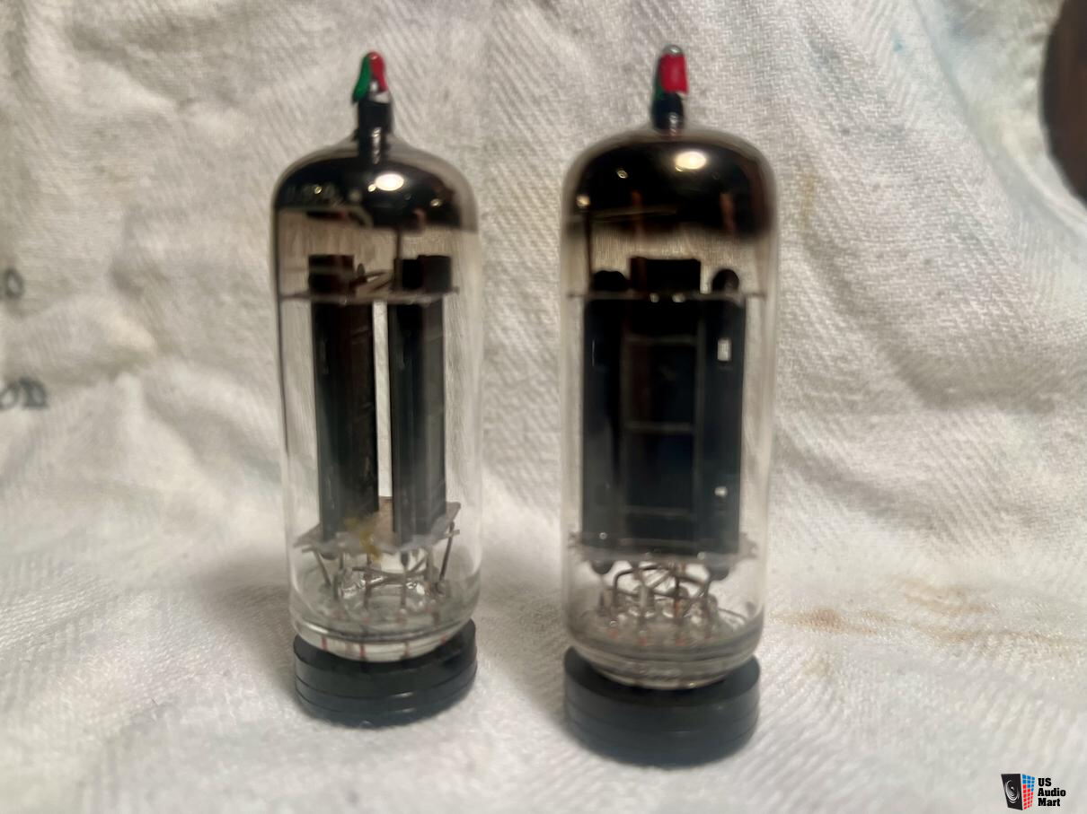 Superb matched pair 1958 RCA 12BH7 red tip/lowest noise black plate ...