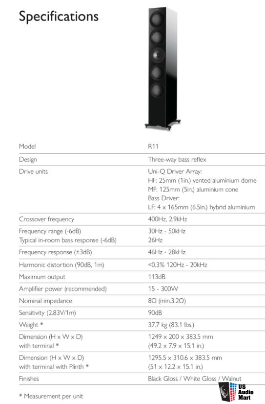 Kef R11 Floorstanding Hifi Speakers Photo #4080142 - US Audio Mart