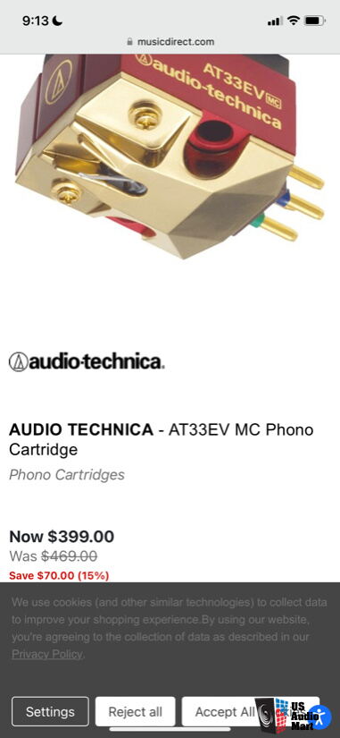 Audio-Technica Japan AT33ev mc cart 0.3mV 30 hours, as new SOLD SOLD ...