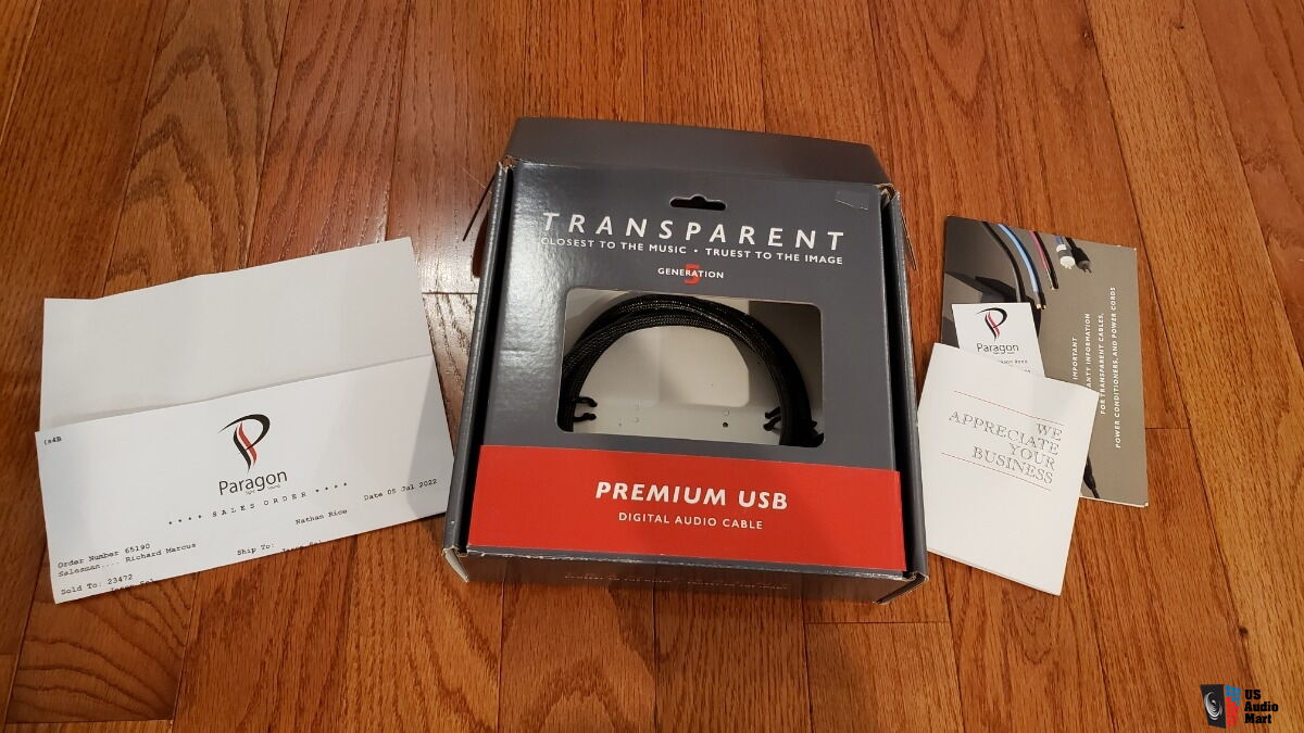 Transparent Gen 5 Premium A to B USB Cable For Sale - US Audio Mart