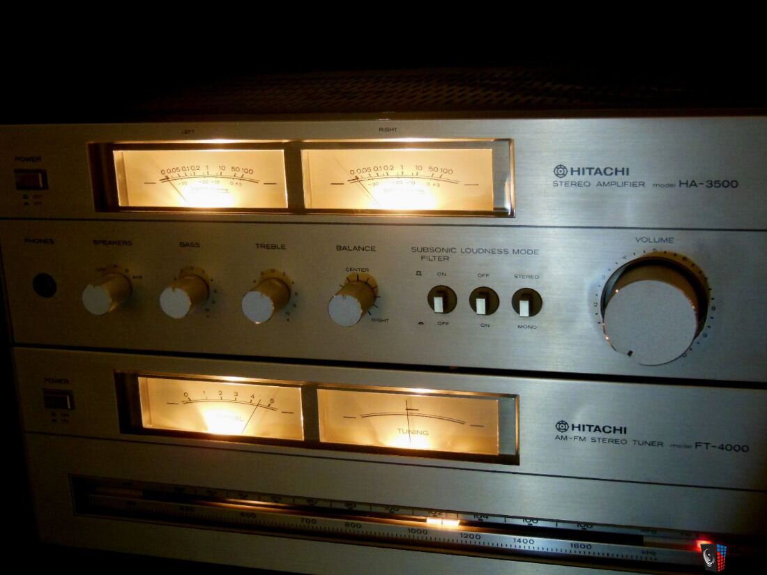 Hitachi Stereo Tuner FT-4000 & HA-3500 Amplifier Classic Silver-Face ...