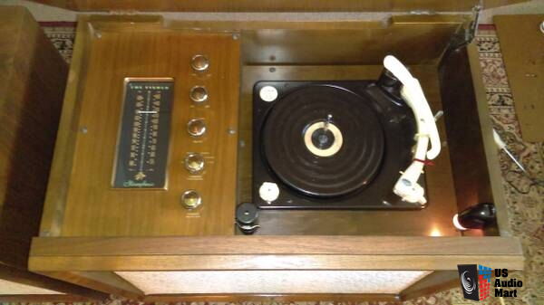 Fisher Consolette 610 w/matching Speaker AM/ FM Phonograph Tube Console ...