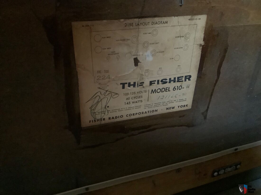 Fisher Consolette 610 w/matching Speaker AM/ FM Phonograph Tube Console ...